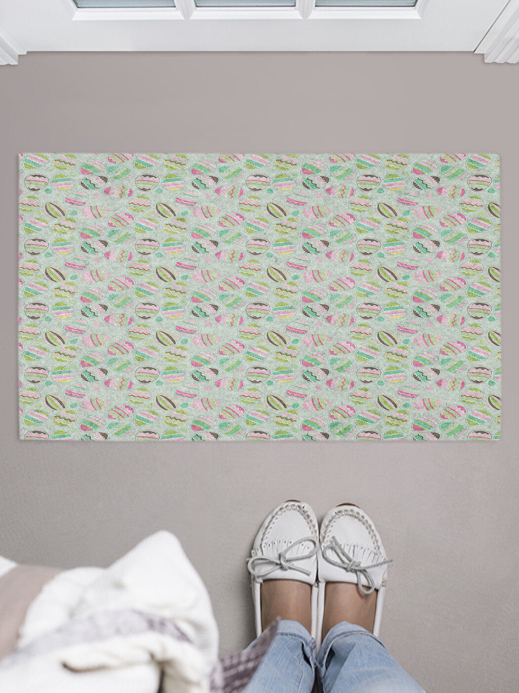 Коврик придверный в прихожую с принтом "Полосатые яйца" 45 на 75 см , JoyArty