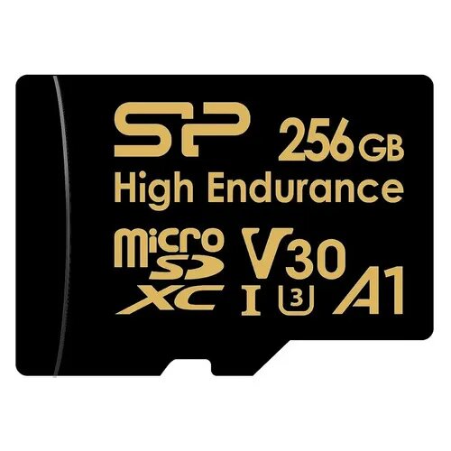 Карта памяти microSDXC UHS-I U3 Silicon Power High Endurance 256 ГБ, 100 МБ/с, Class 10, SP256GBSTXDV3V1HSP, 1 шт, с адаптером