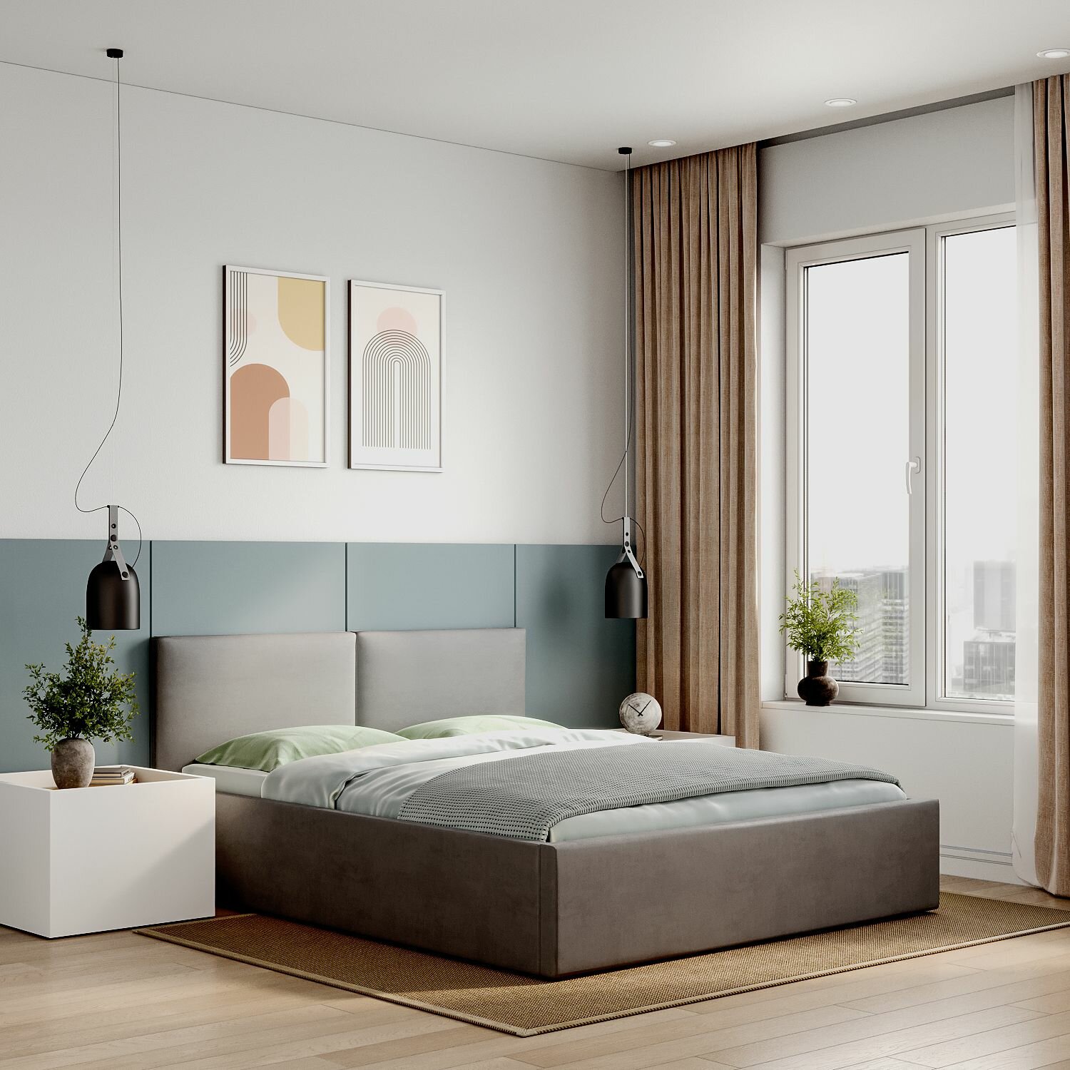 Кровать Остин 180х200 двуспальная с ортопедическим основанием, темно-серая