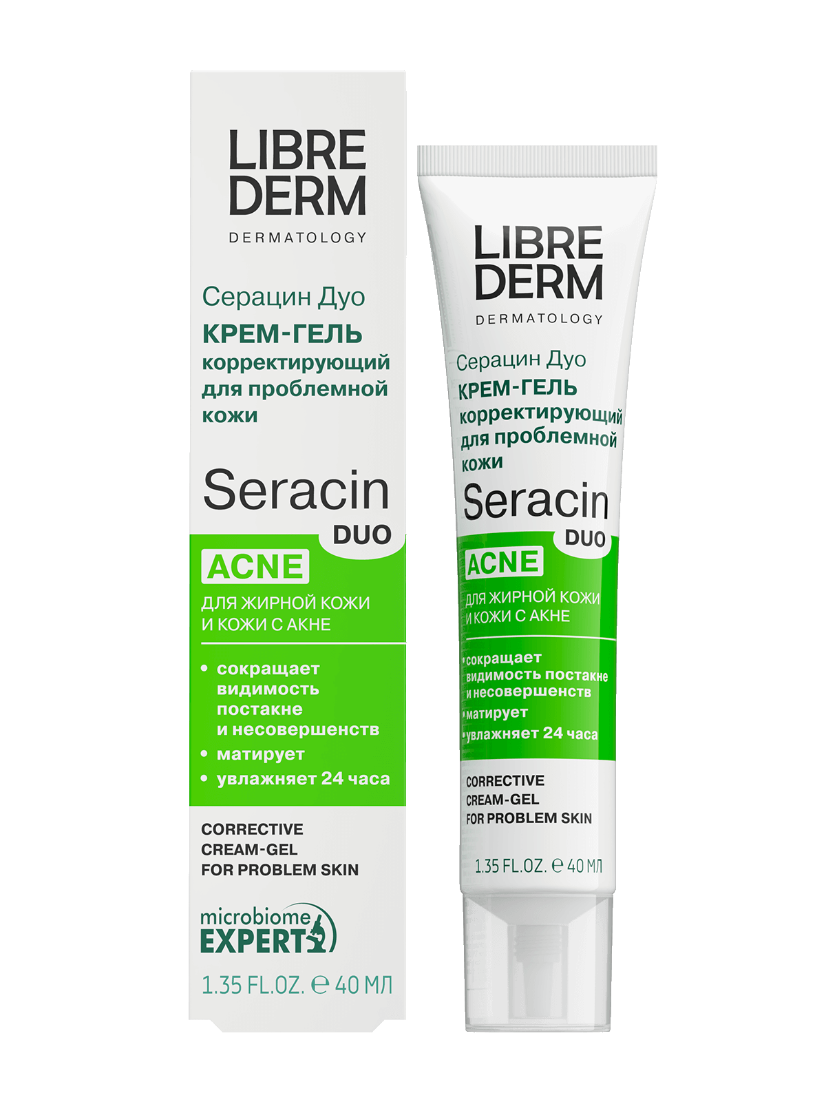 Крем-гель для лица Librederm Серацин Дуо, корректирующий, для проблемной кожи, 40мл