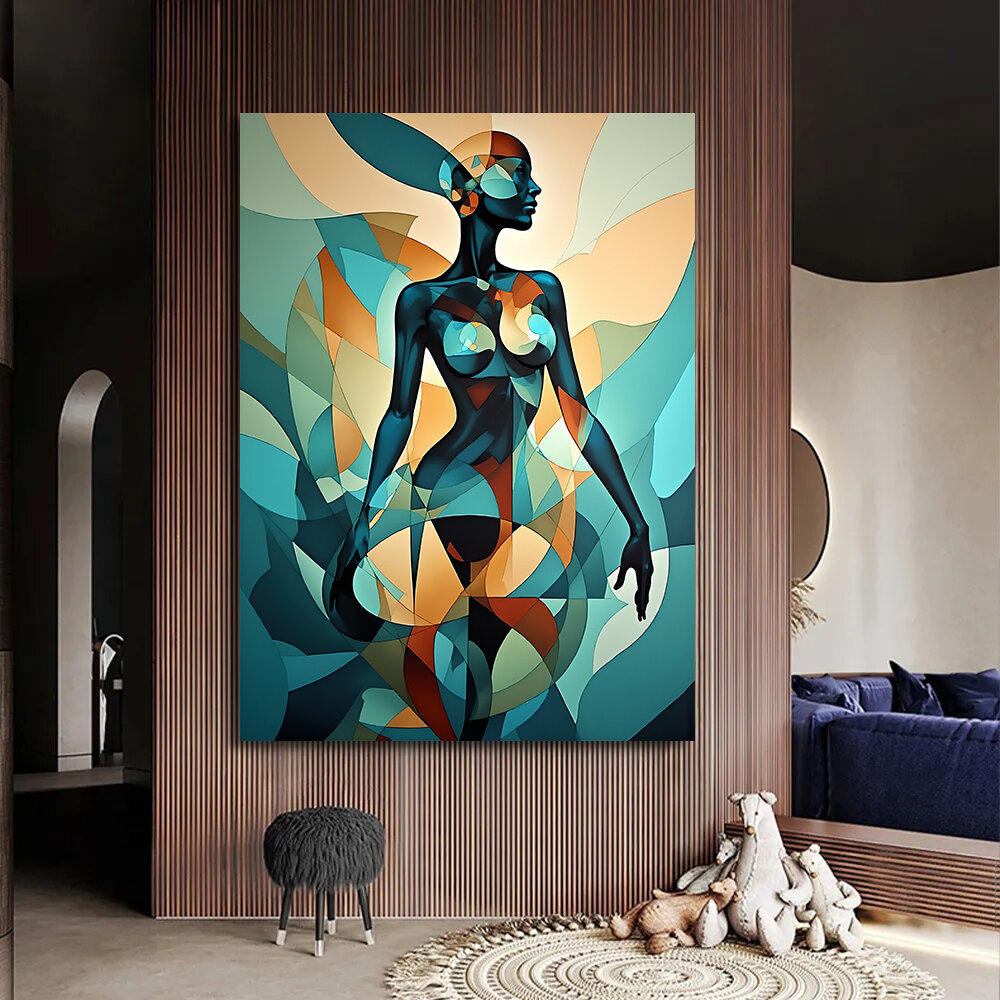 ПОП АРТ / силуэт девушки, яркая картина на стену / в гостинную, 40х60 см.