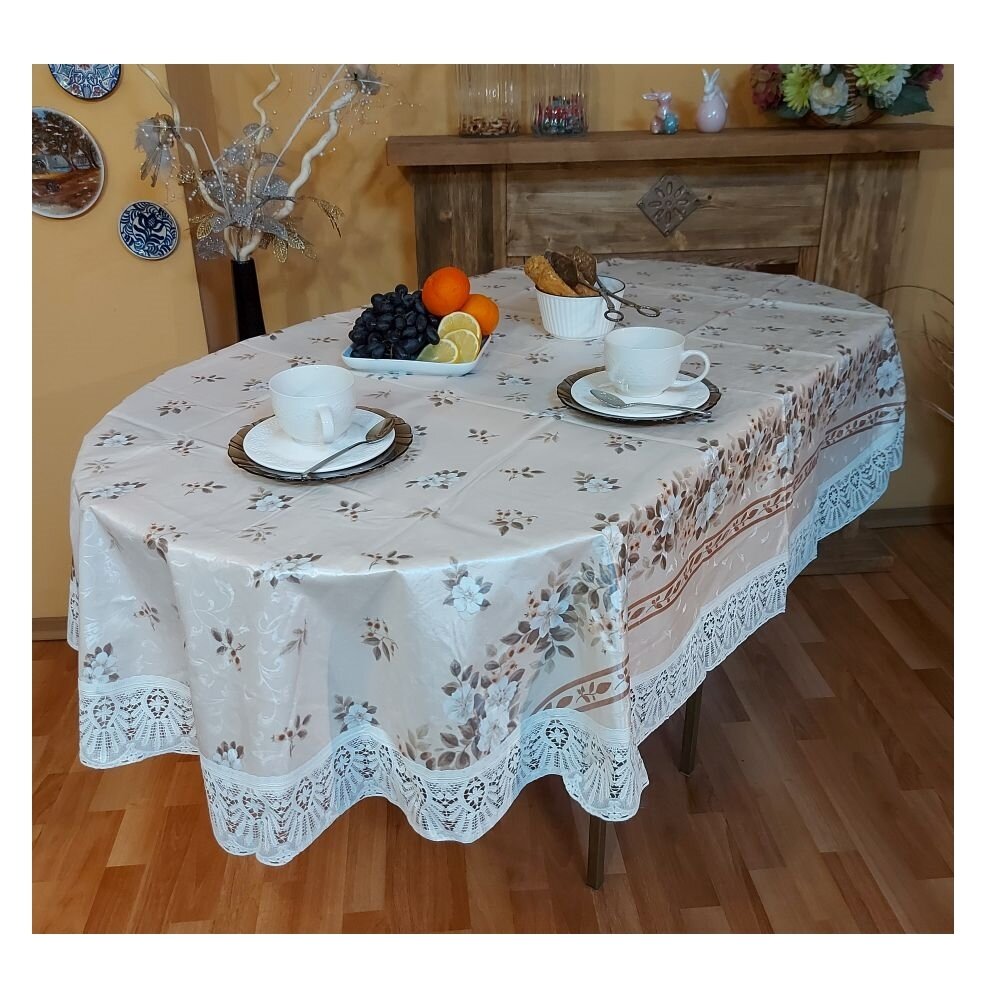 Скатерть овальная Meiwa FPLUS-171 132x178 cm WH/BE