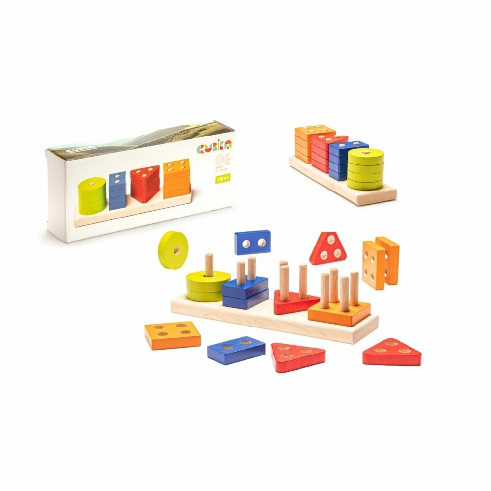 Сортер Cubika "Геометрические фигуры-2", дерево, 16 деталей