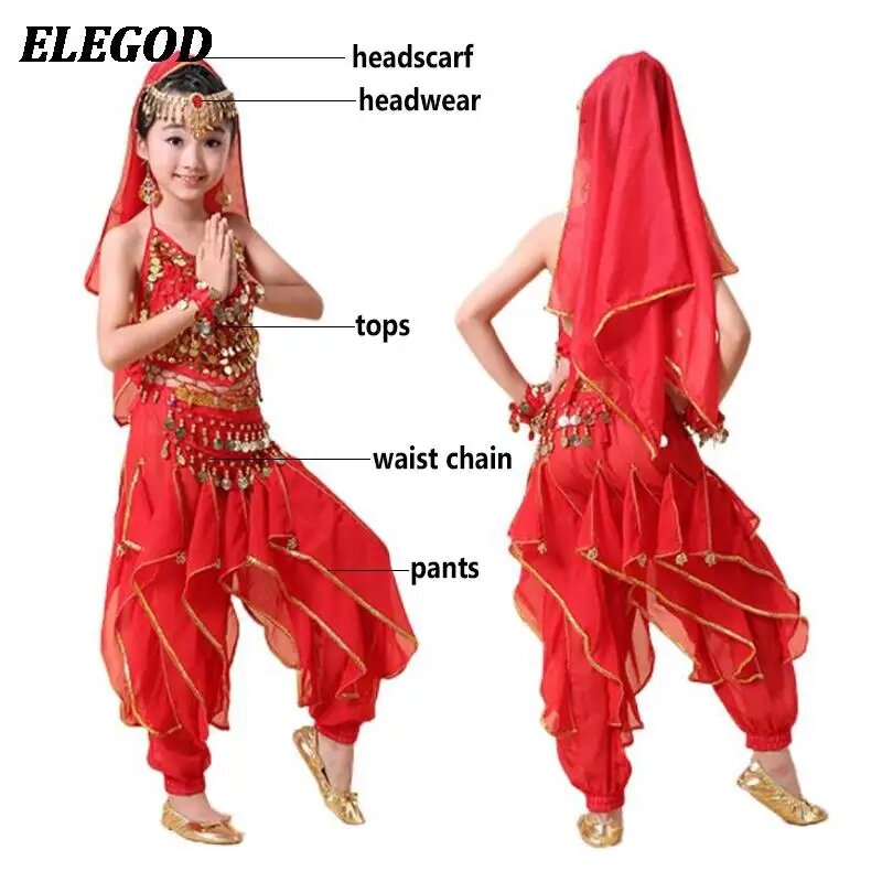 Детский костюм для танца живота Красный, XXL, 5pcs Red