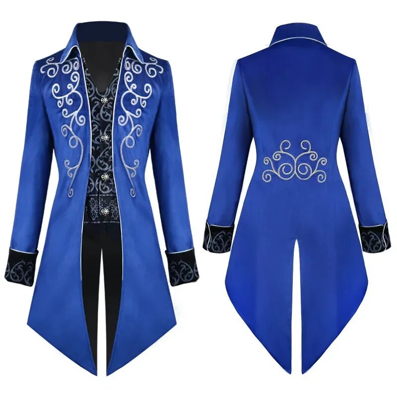 Мужской костюм смокинг средневековье Синий, S, Blue