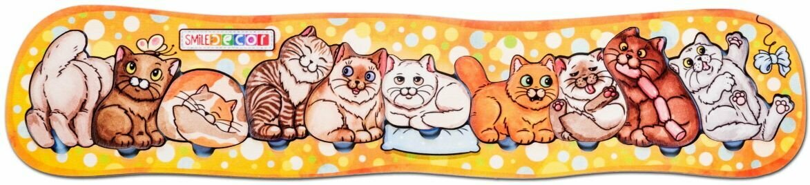 Деревянный пазл Smile Decor "Считалочка с котятами", развивающая рамка-вкладыш, головоломка для детей, учимся считать до 10