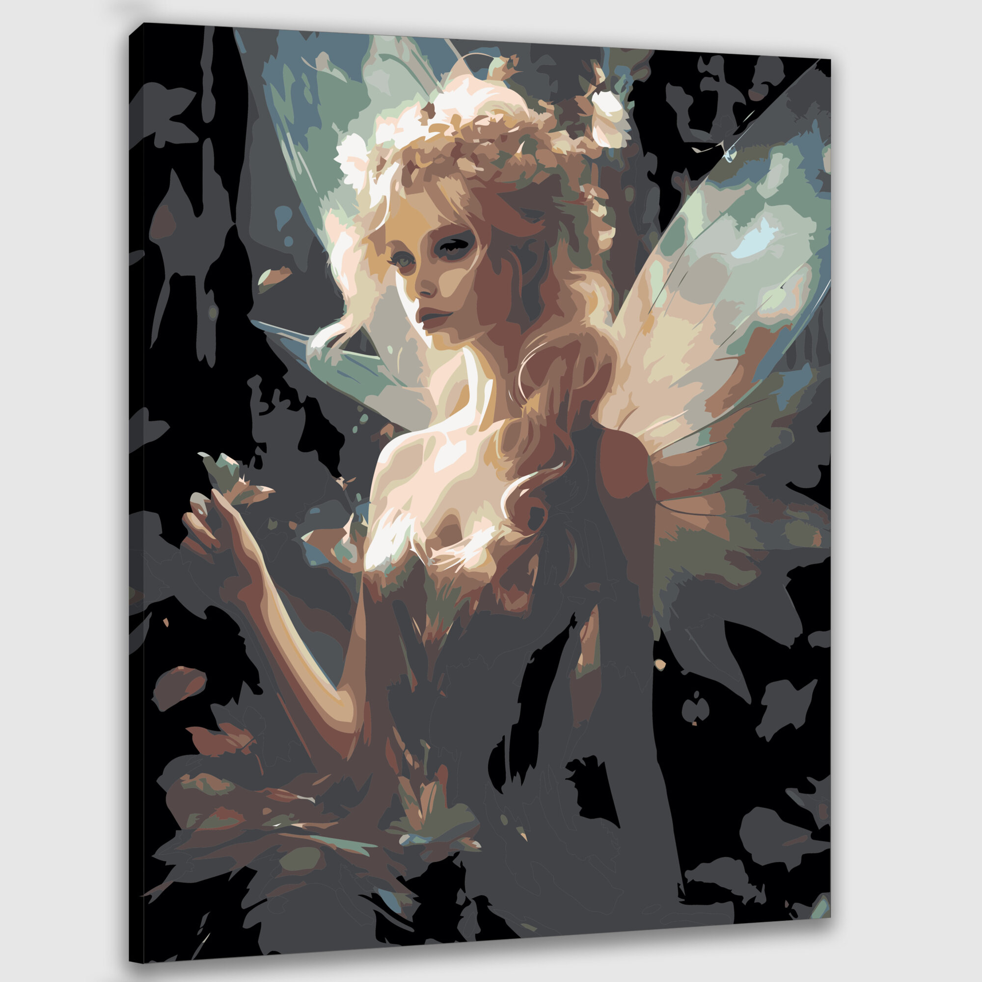 Картина по номерам 40x50 см, фея, крылья, переливы, радуга, мистика, существа, пейзажи