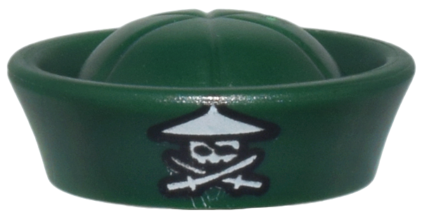Minifigure, Headgear Hat, Sailor with Ninja Skull with Crossed Swords Pattern, 93557pb02 Dark Green U