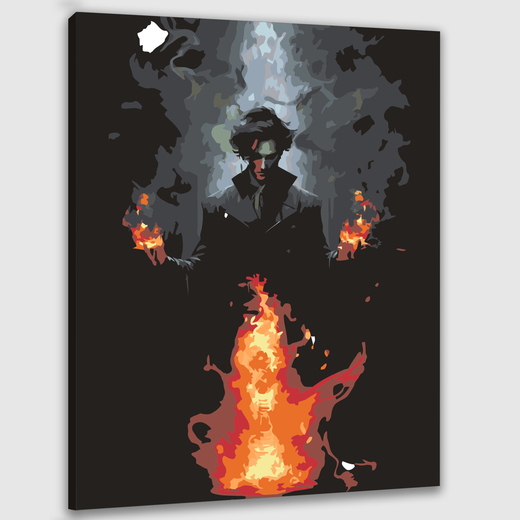 Картина по номерам 40x50 см, волшебник, сияние, дым, свечи, акт волшебства