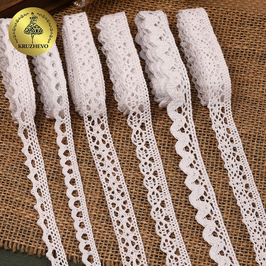 Набор вязаного кружева Kruzhevo N4 цв. белый (6 дизайнов по 4,5м)