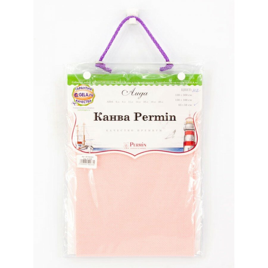 Канва в упаковке Aida 14 ct, 65 х 50 см, цвет N302 50 х 65 см N302 бледно-розовый PERMIN 357/50/302