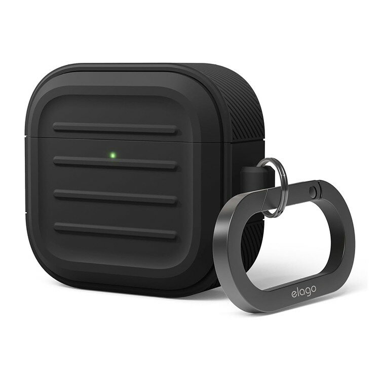 Elago защитный силиконовый чехол с карабином для AirPods 4, Armor Silicone Hang Black