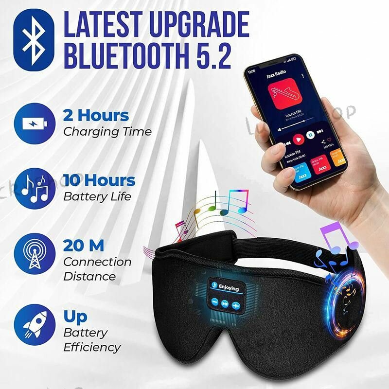 KIPRUN 3D Маска для сна, беспроводная музыка Bluetooth, наушники с затычками для ушей, мягкие наушники для сна