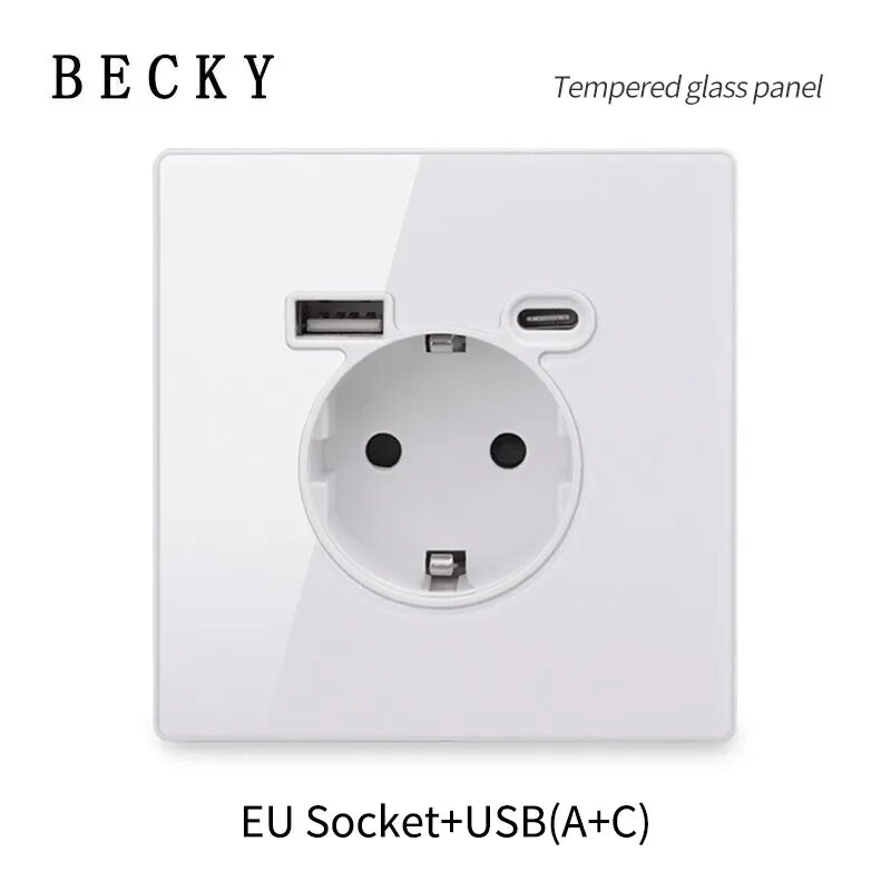 Стеклянная настенная панель переключателей с USB EU USB(AC) Socket