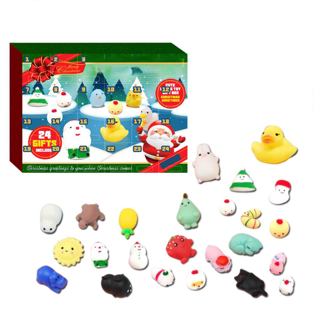 Календарь Рождества пришествия 24 -дневного календаря календаря силиконовой игрушки для детей для детей и девочек