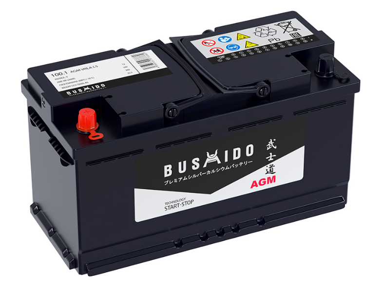 Аккумулятор автомобильный BUSHIDO AGM 100.1 Ah L5.1, CA 900 A ПП (353x175х190) L5 353x175x190