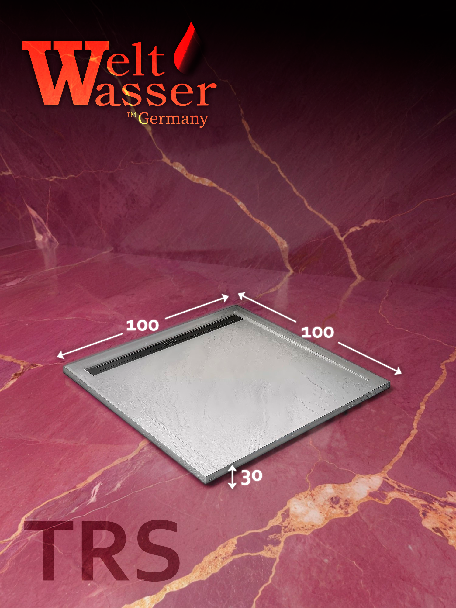 WW TRS 100 STONE WT Душевой поддон с сифоном