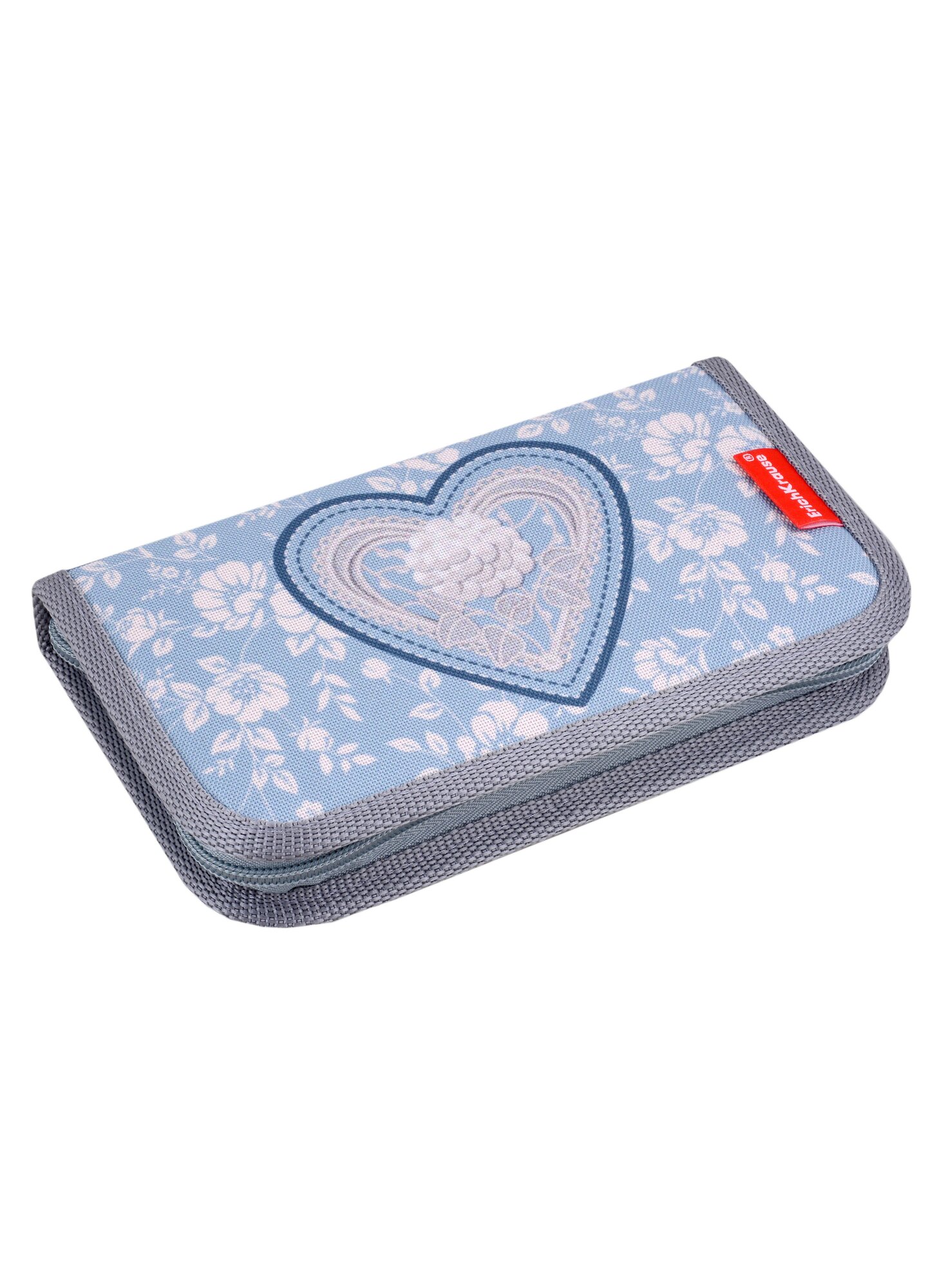 Пенал 1 отделение " Lacey Heart" с наполнением, 110*205*25, полиэстер, ErichKrause