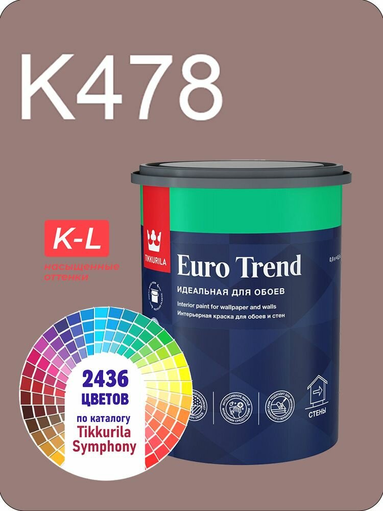 Краска для обоев Tikkurila Euro Trend 0,9л. насыщенные оттенки K478