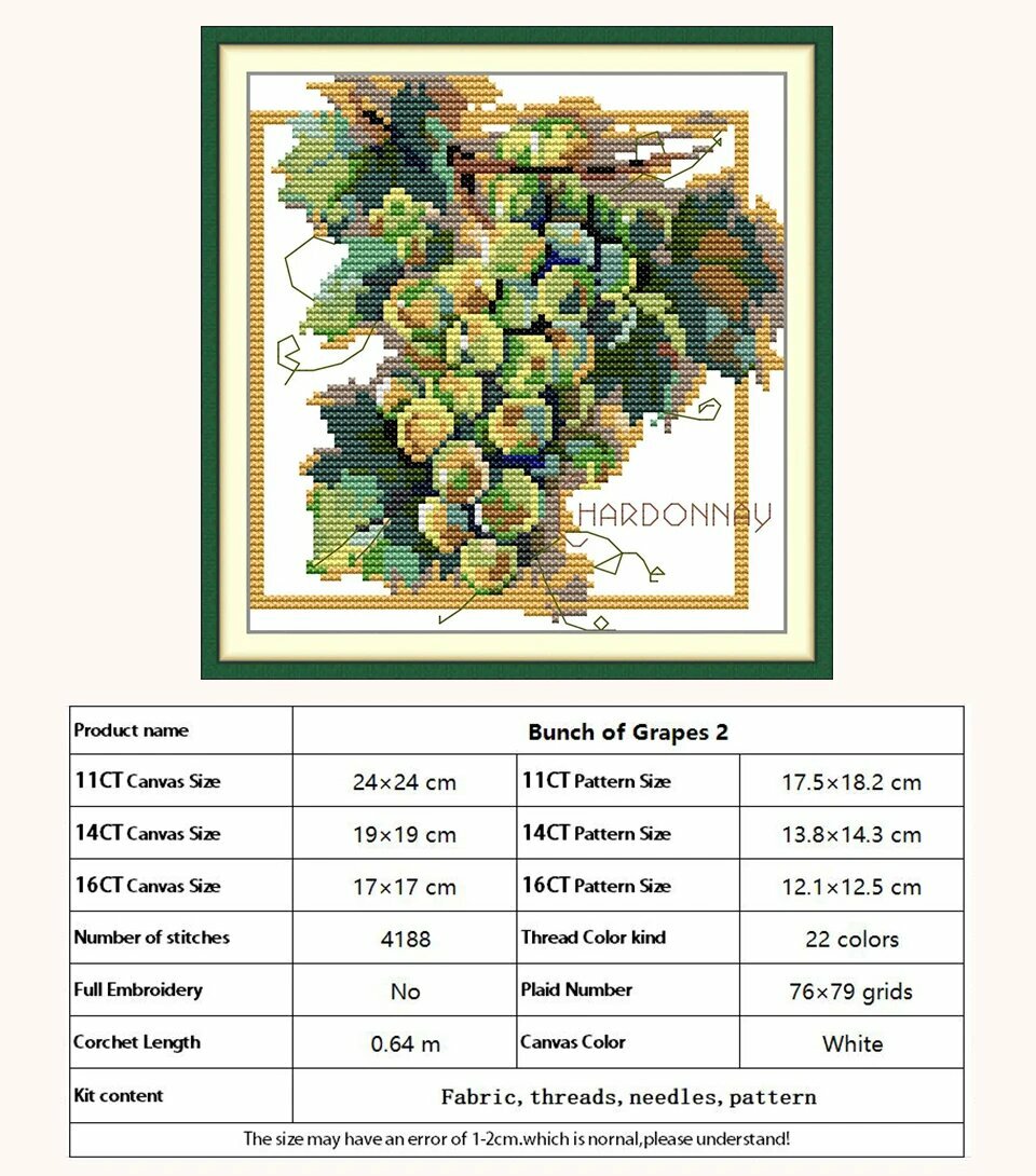 Набор для вышивки крестом "Пучок винограда" DMC Grapes 2, 14CT picture printed