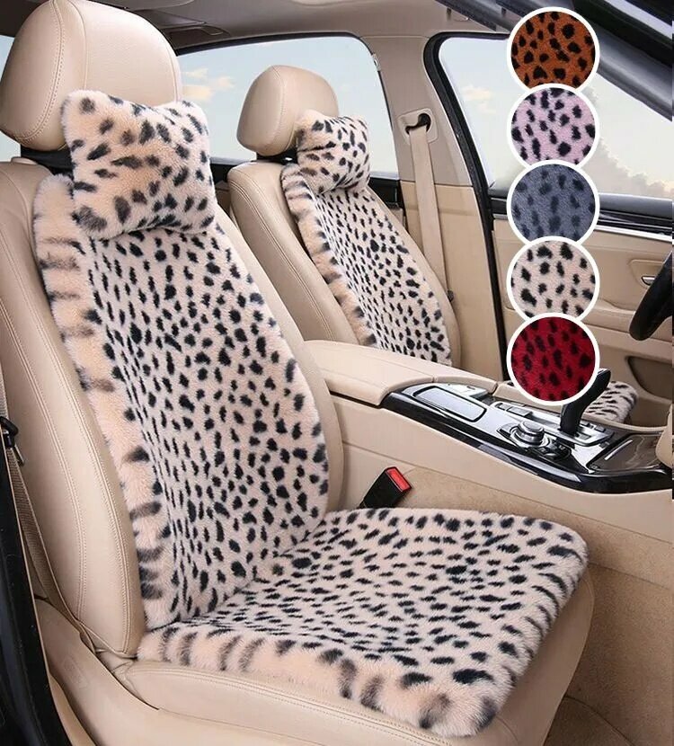 Накидка автомобильная на Передние сиденья, Сиденье водительское, Мех искусственный, 2 шт.