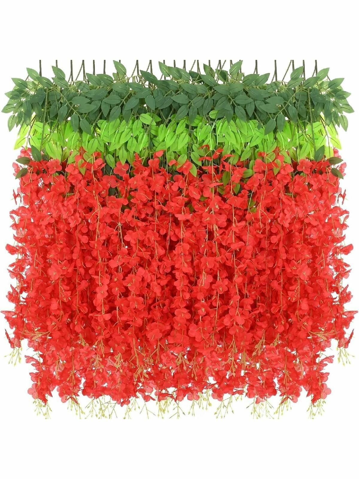 Стабилизированныецветы,12 палочек, внутреннее свадебное украшение фиолетовый пластиковый цветок на потолке цветок виноградной лозы-красный