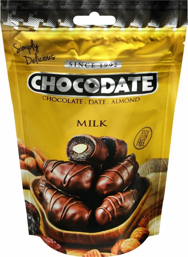 Конфеты Chocodate финики с миндалем в молочном шоколаде, 100г