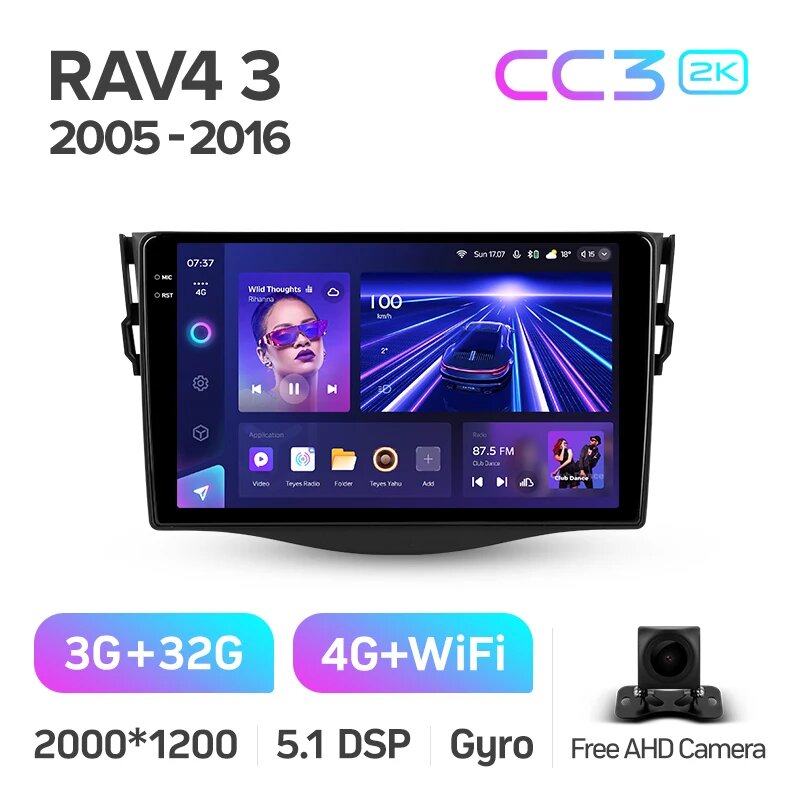 TEYES Тиайс CC3 2K Штатная магнитола For Тойота РАВ4 3 XA30 For Toyota RAV4 3 XA30 2005 - 2016 до 8-ЯДЕР, до 6 + 128ГБ 27EQ + DSP автомагнитола 2 DIN DVD GPS android 10 мультимедиа автомобиля головное устройство RAV4 3 2K 32-F1