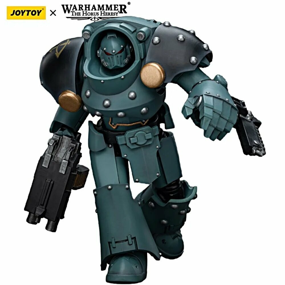 Подвижная фигурка Warhammer Ересь Хоруса JOYTOY 30K 1/18 Сыны Хоруса Отряд терминаторов Тартароса Терминатор с комбо-болтером и цепным кулаком Подарочная модель