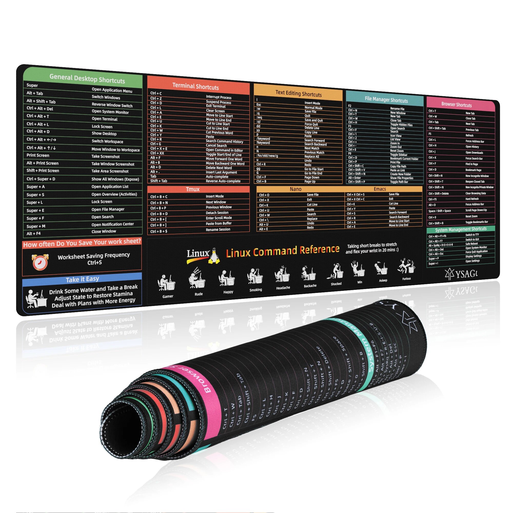 Коврик для мыши YSAGi Linux команды 60x30x0.2 cm