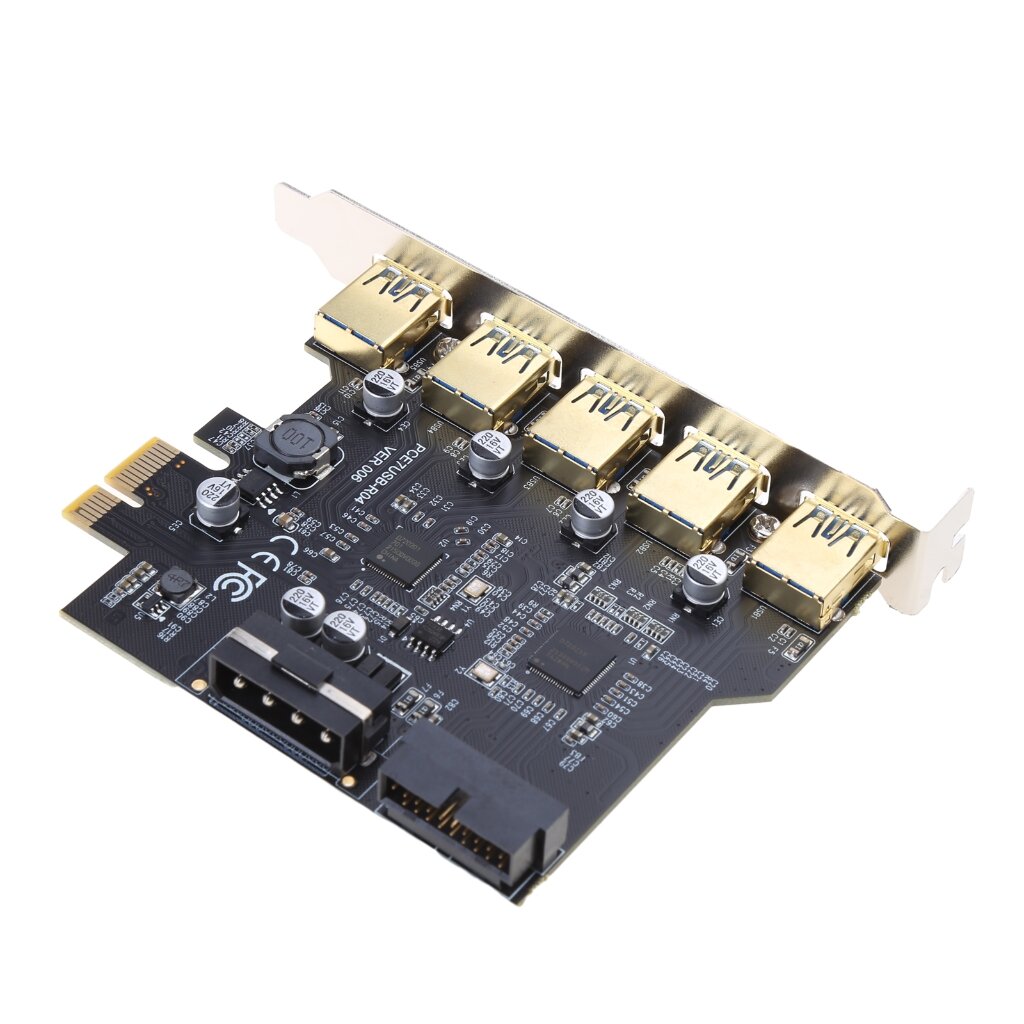 Карта расширения Superspeed с 7 портами PCI-E на USB 3.0, 5 портов USB 3.0 для настольных компьютеров Express Card с 19-контактным разъемом питания SATA