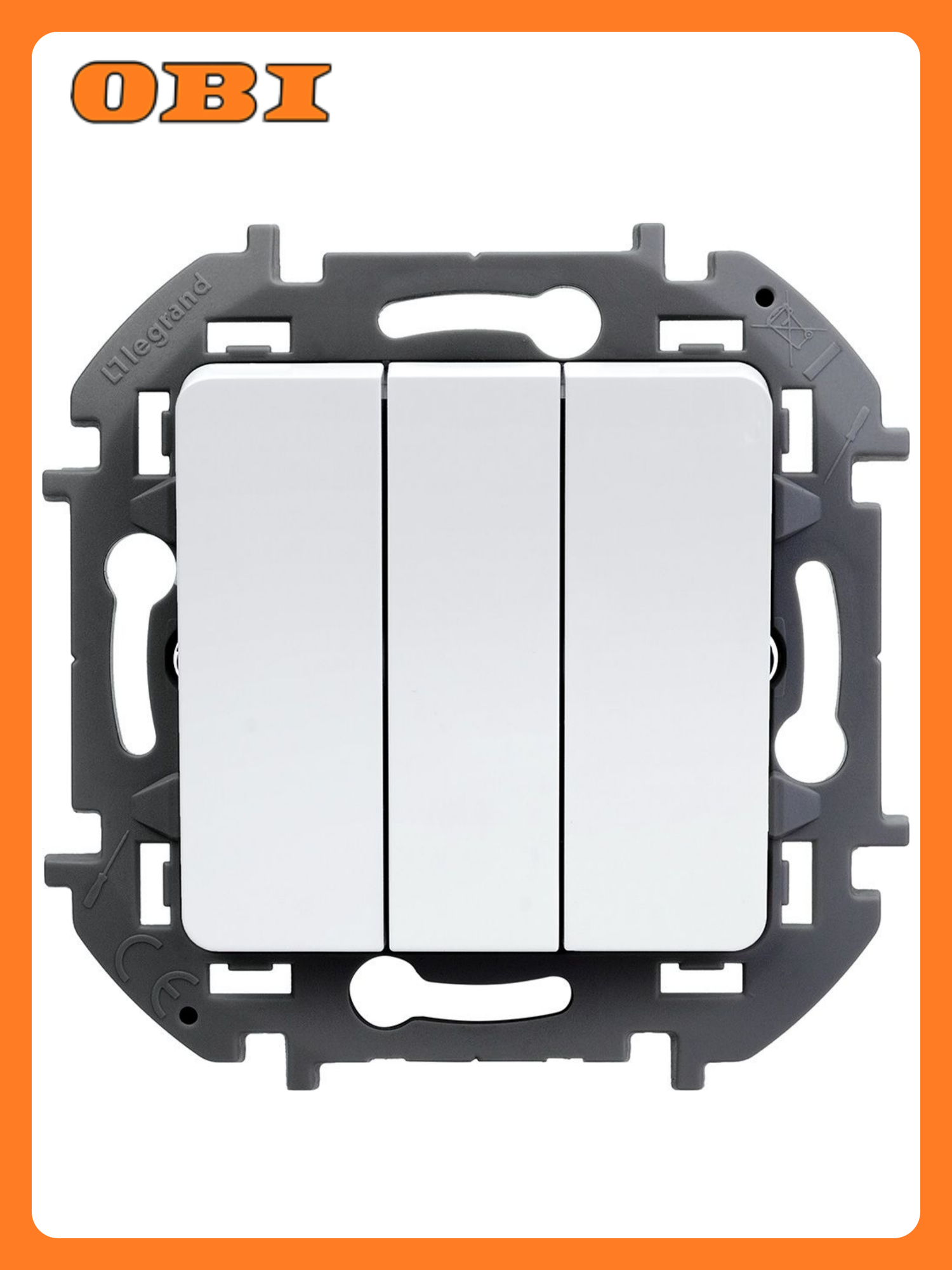 Выключатель Legrand Inspiria, трехклавишный, белый, с подсветкой