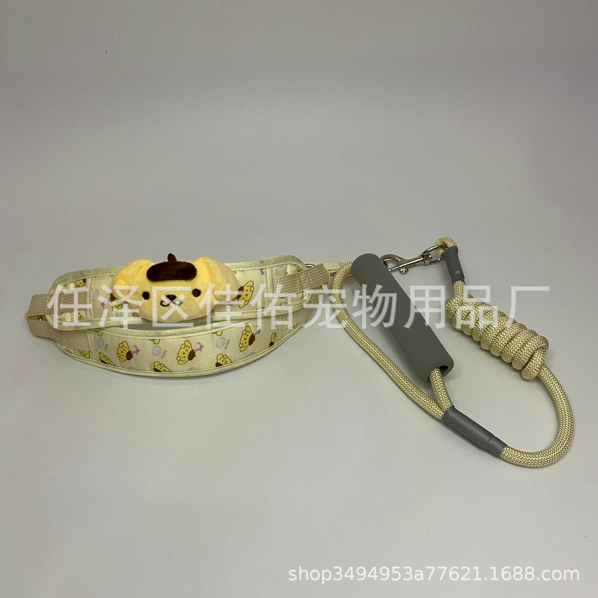 Желтая регулируемая ошейник-поводок для маленьких собак, обхват груди 30-40 см, прочная резиновая ручка