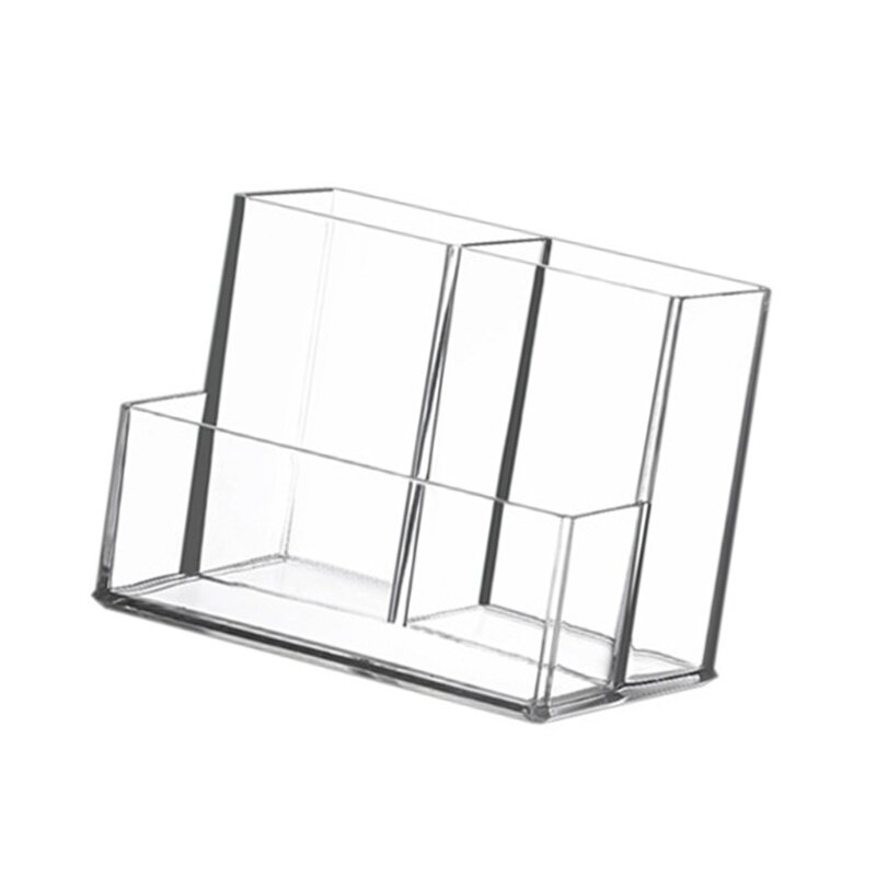 Прозрачный Акриловый Стаканчик для Ручек с 3 Отделениями, Настольный Ящик Для Хранения Косметики, Универсальный Органайзер Для Макияжа Для Туалетного Столика В Ванной Комнате
