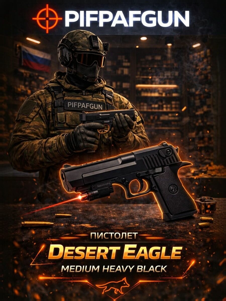 Игрушечный пистолет Desert Eagle Medium Heavy Black, BB 6 мм, ручной взвод