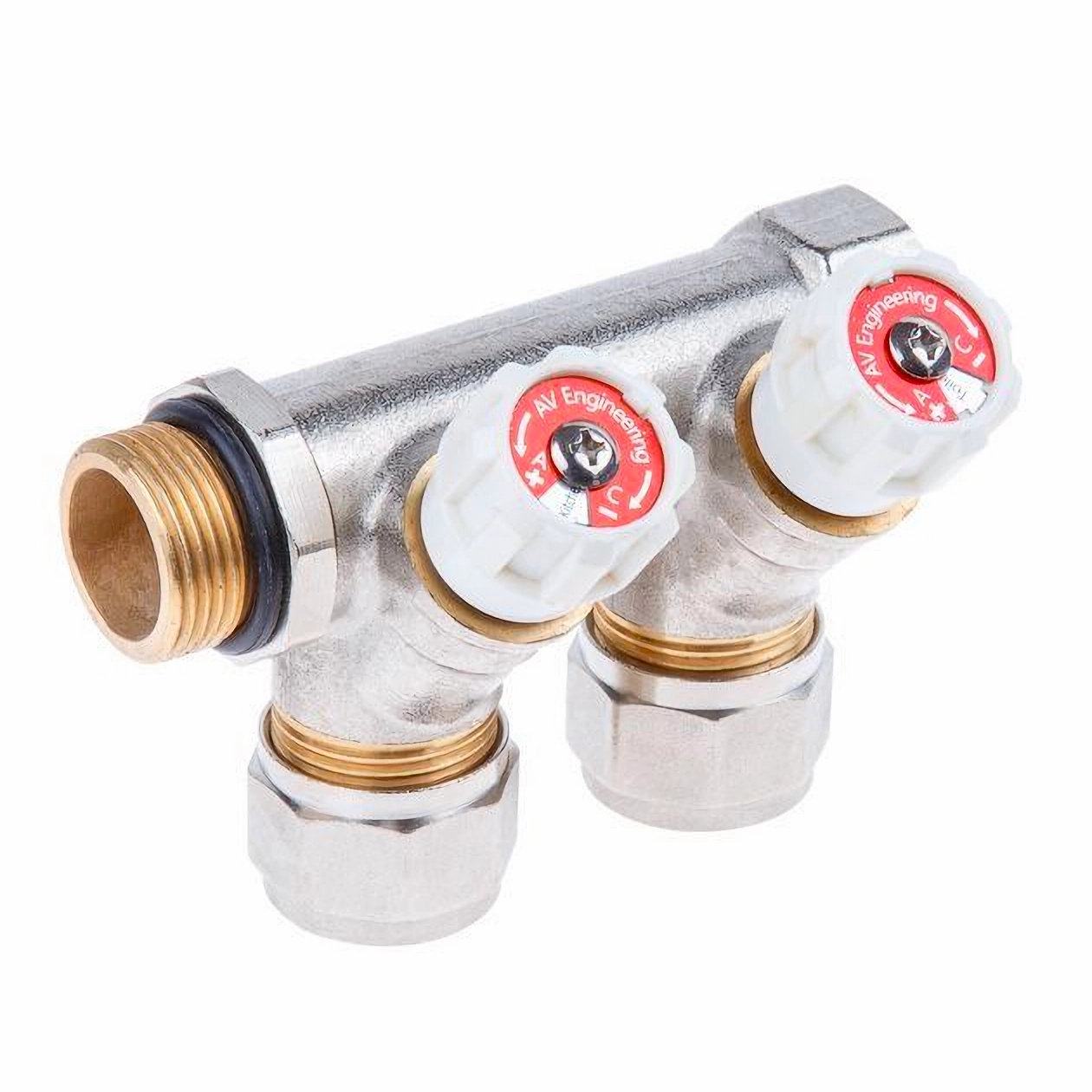 Коллектор для теплого пола 3/4 2 контура с отсекающими вентилями AV ENGINEERING (AVE1132002)
