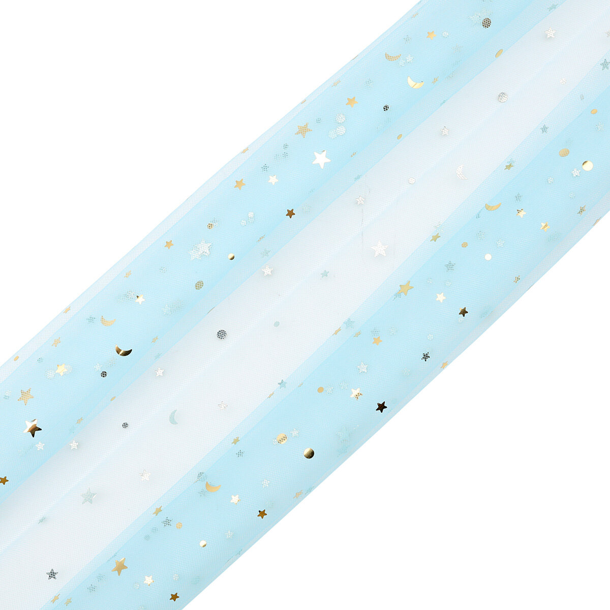 Фатин ткань с блестками, 50х50 см, для шитья и рукоделия (голубой)