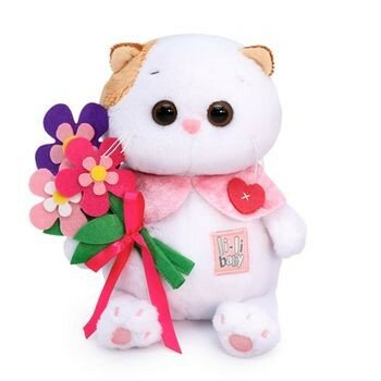 Мягкая Игрушка BudiBasa Кошечка Ли-Ли BABY с цветами из фетра (20см) (в подарочной коробке) LB-046,