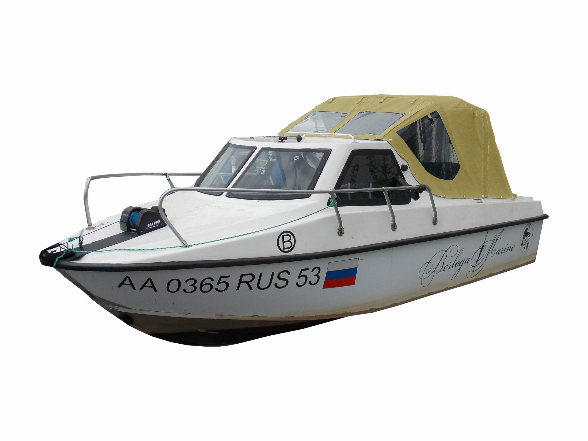 Fiberboat-515HT. Фибербот 515НТ. Тент ходовой с дугами с креплениями