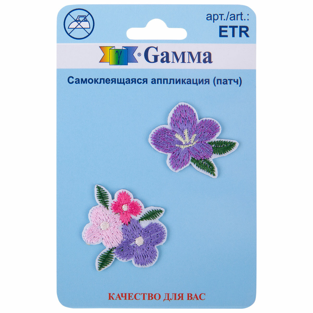 Gamma ETR-QN17 Аппликация самоклеящаяся №01 01-114 Цветы 2 шт 3,1 × 3,3 см для одежды и декора