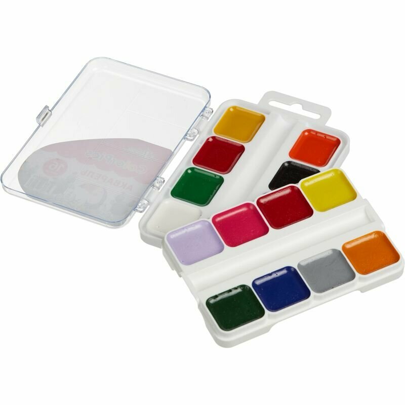 №1 School Краски акварельные ColorPics набор без кисти пластик, 16 цветов, 2 шт