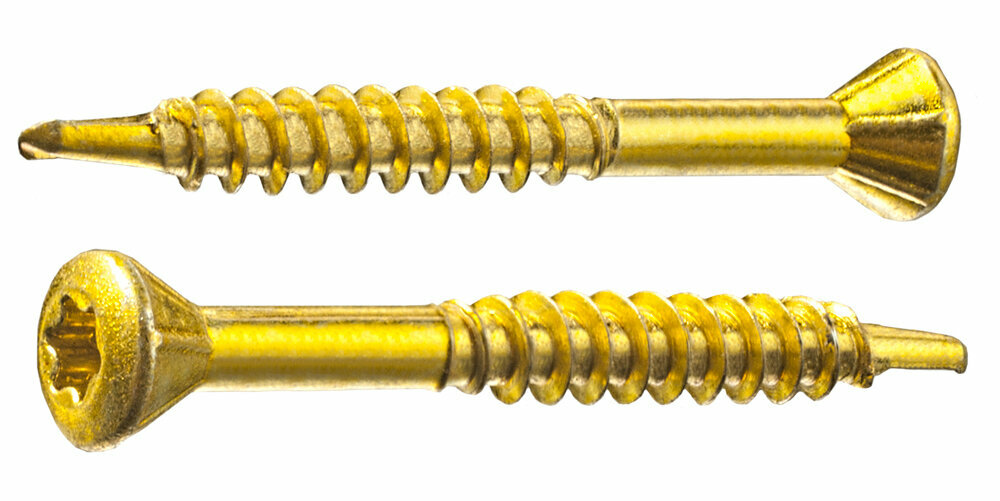 Саморез для массивной доски и паркета Rusconnect 3,2х30 мм желтый (200 шт.) + бита TX10*25 мм