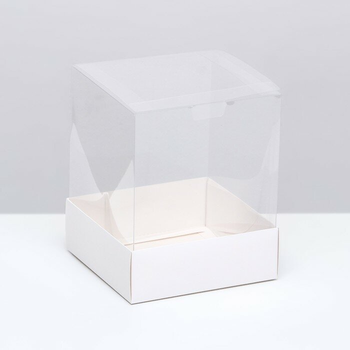 Коробка для пирожных, белый, 14.5×14.5×17.5 см Кондитерская упаковка