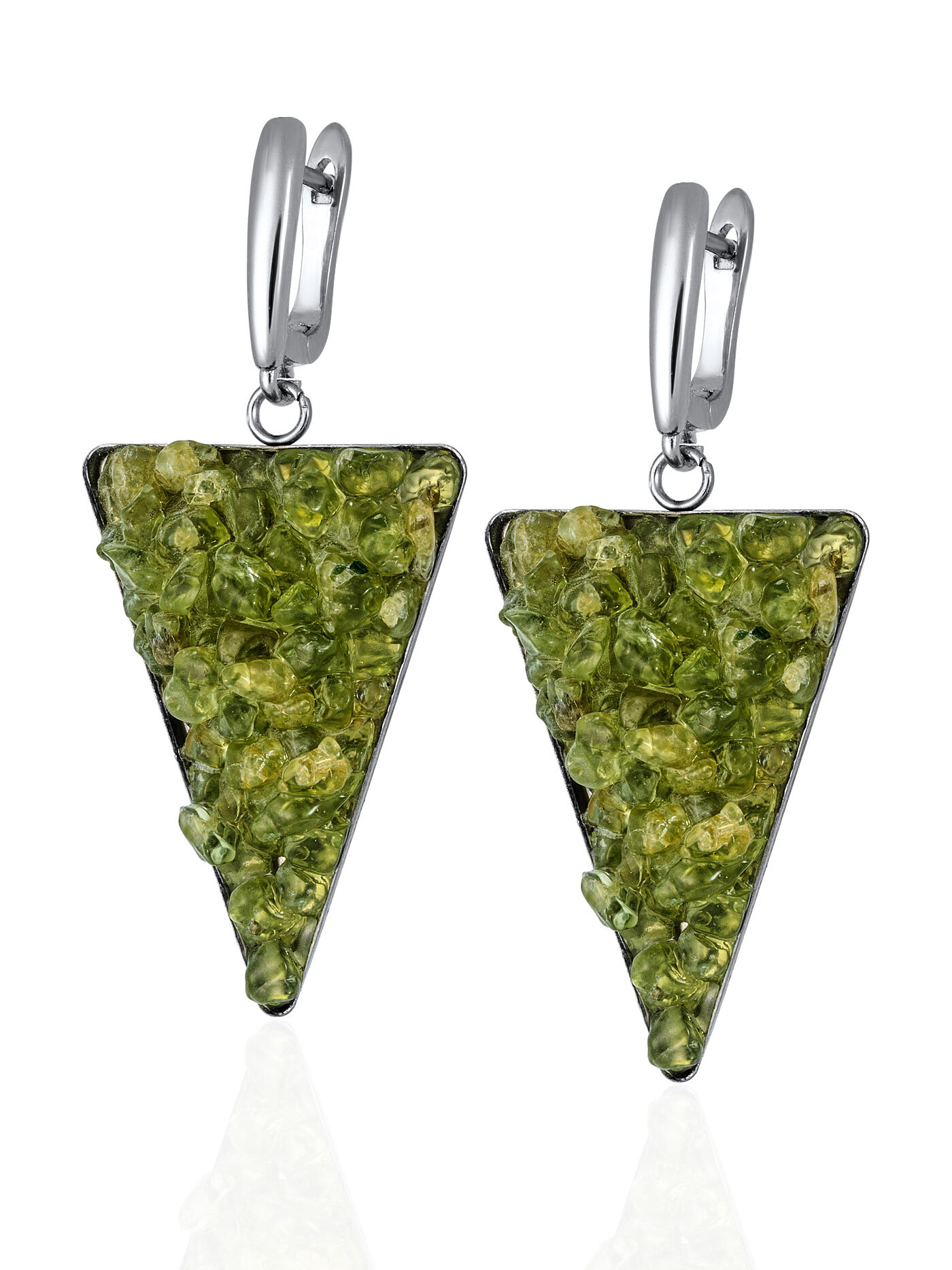 Комплект серег, хризолит