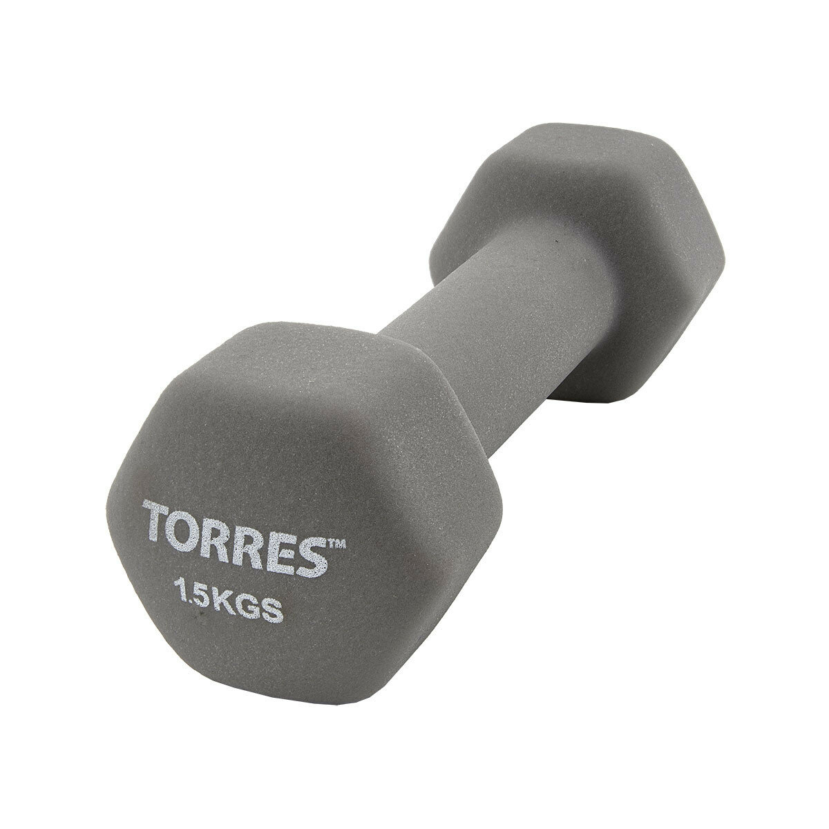 Гантель неопреновая TORRES 1 шт, 1.5 кг, гексагональная, металлическая