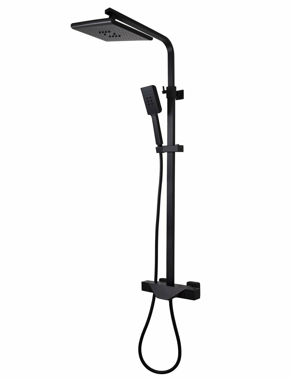 Душевая система с термостатом KAISER 25182-2, со смесителем и тропическим душем, с изливом латунь, черный