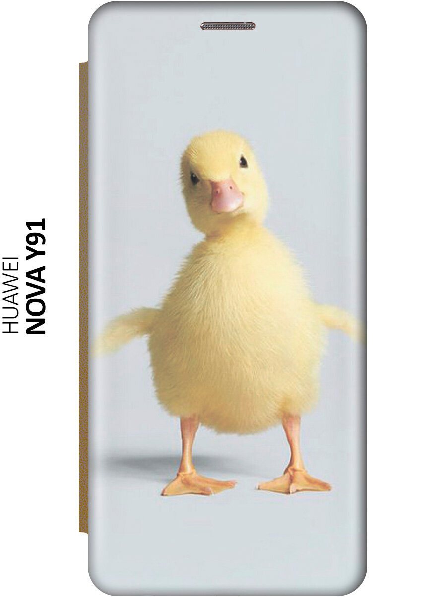 Чехол-книжка Утя на Huawei nova Y91 / Хуавей нова У91 золотой