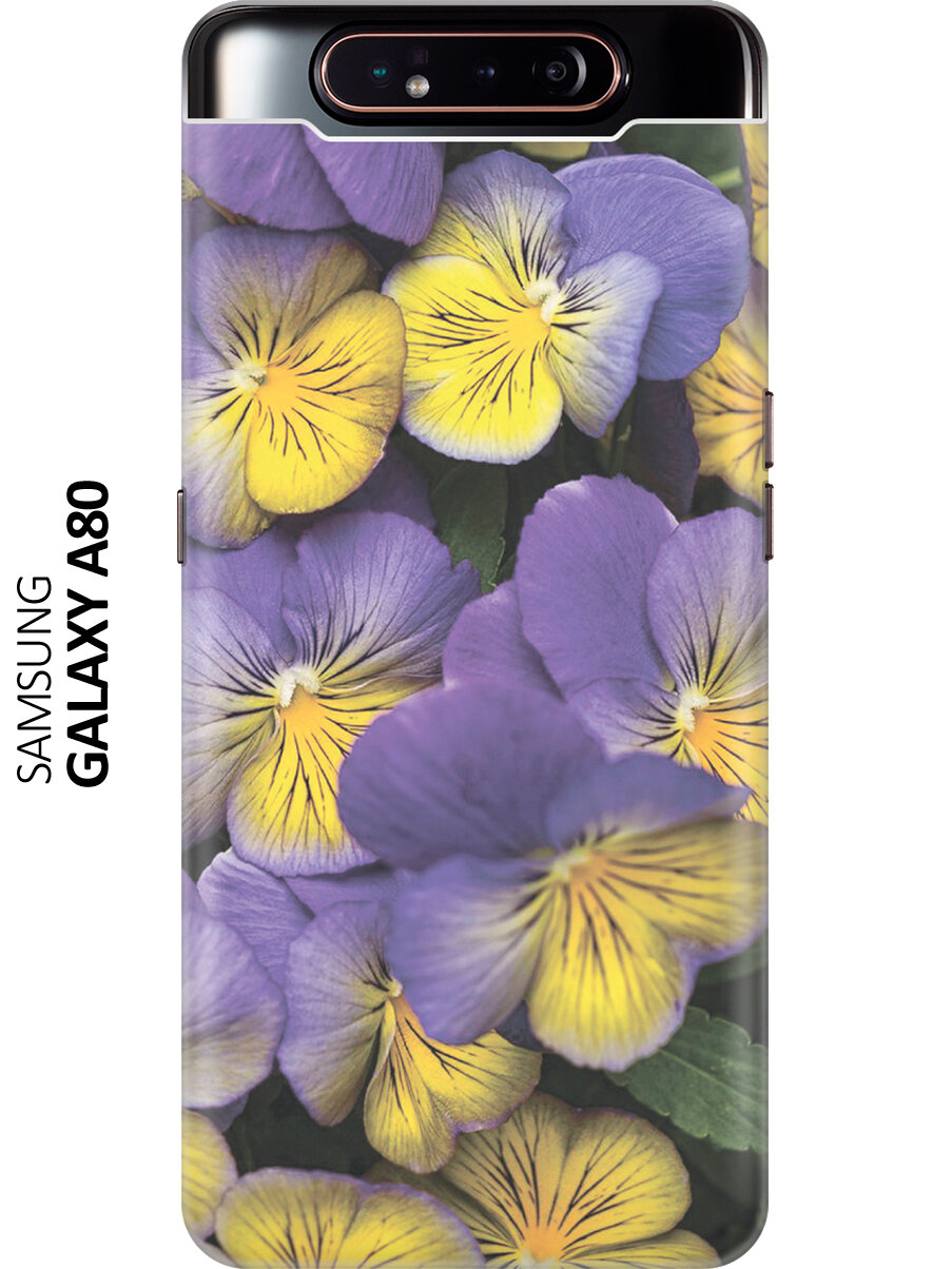 Силиконовый чехол Фиолетовые и желтые фиалки на Samsung Galaxy A80 / A90 / Самсунг А80 / А90