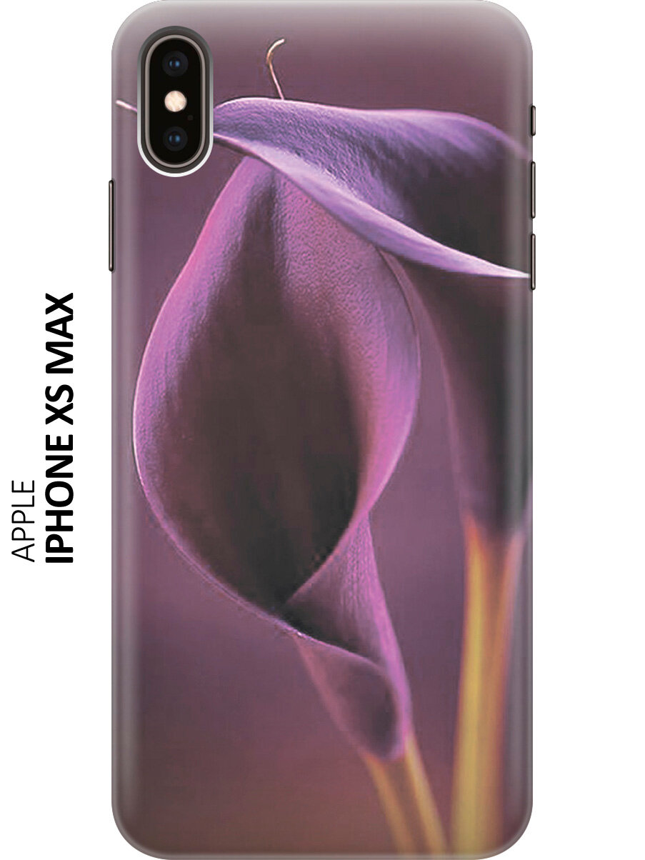 Силиконовый чехол на Apple iPhone XS Max / Эпл Айфон Икс Эс Макс с рисунком "Сиреневые каллы"