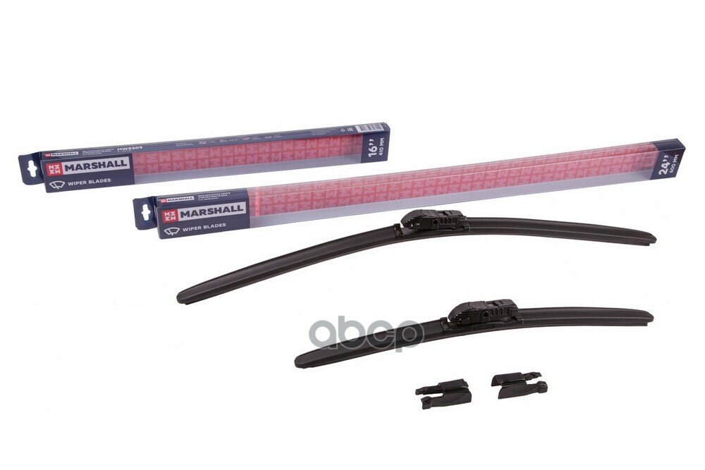 Комплект бескаркасных щеток стеклоочистителя 24” 60 см + 16” 41 см hook side pin push pinch 19 mm () Marshall MW7478